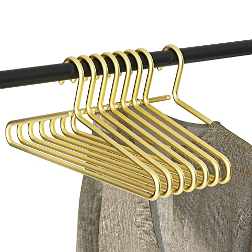 17”Premium Matte Gold Aluminum Coat Hangers 10 pcs,Gold Metal Suit Hangers,Aluminum Alloy Clothes Hangers（Gold