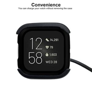 Rc-Z Case for Fitbit Versa 2, Hard Matte PC Screen Protector Full-Around Frame Bumper Full Face Screen Cover Protective Case for Fitbit Versa 2 Smartwatch, Black