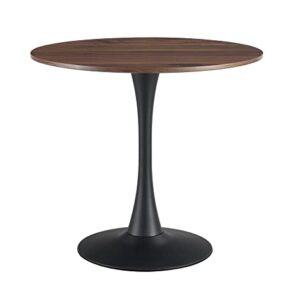 31.5" Modern Round Dining Table with Pedestal Base in Tulip Design, Mid-Century Leisure Table for Living Room Kitchen & Dining Room(Brown)