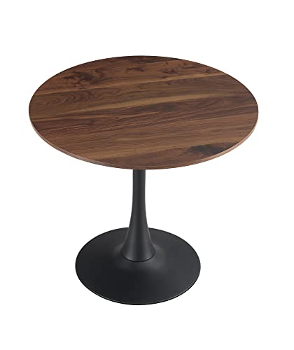 31.5" Modern Round Dining Table with Pedestal Base in Tulip Design, Mid-Century Leisure Table for Living Room Kitchen & Dining Room(Brown)