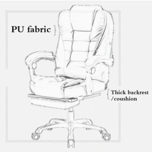 SEASD Office Chair Multifunction Office Computer Chair Swivel Reclining Boss Chair Household Study Room