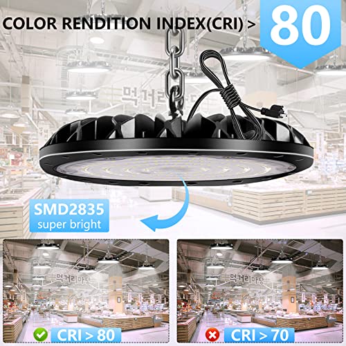 20 Pack 300W 30000LM UFO LED High Bay Light,6000K White High Bay Shop Light, Commercial Bay Lighting with Hanging Chain & Plug, for Shop,Barn,Garage,Warehouse,Basement, Wet Location