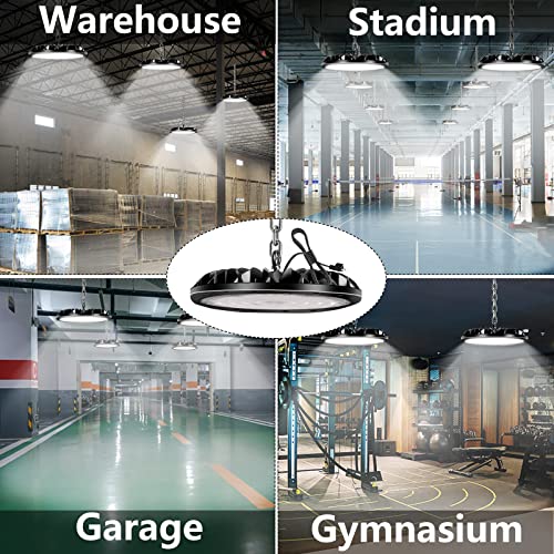 20 Pack 300W 30000LM UFO LED High Bay Light,6000K White High Bay Shop Light, Commercial Bay Lighting with Hanging Chain & Plug, for Shop,Barn,Garage,Warehouse,Basement, Wet Location