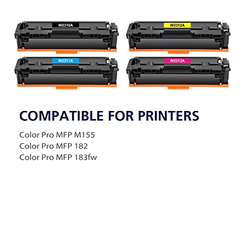 215A Toner Cartridges 4 Pack (with Chip) Compatible Replacement for HP 215A W2310A W2311A W2312A W2313A Work for HP Color Pro M182nw M183fw M182 M183 M155 Series Printer (Black Cyan Yellow Magenta)