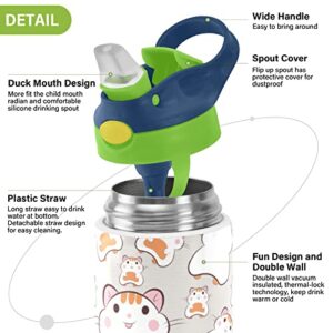 Small Water Bottle for Kid 12oz Cute Hamsters Insulated Bottle with Straw Lid Stainless Steel Tumbler Vacuum Cup Thermal Bottles