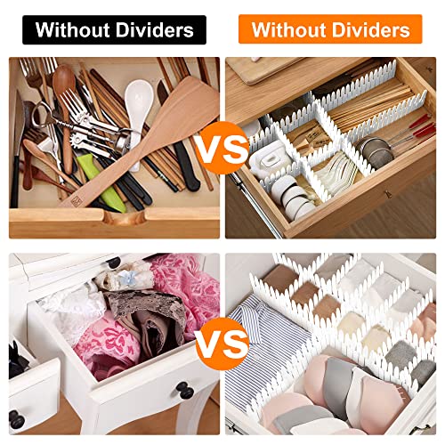 Spoilu 8Pcs Drawer Dividers, Adjustable Drawer Dividers, Sock Organizers for Dresser Drawers, Can Be Cut and Spliced Drawer Dividers, Free 4 Splicing Buckle