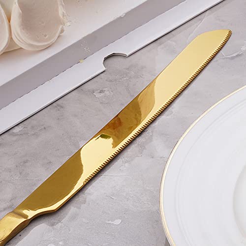 FULLYWARE Gold Cake Cutting Set, Stainless Steel Cake Knife and Server Set, Cake Pie Cutter Set for Wedding, Birthday, Party