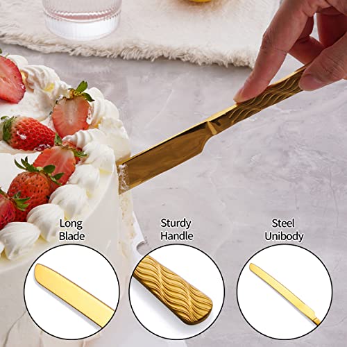 FULLYWARE Gold Cake Cutting Set, Stainless Steel Cake Knife and Server Set, Cake Pie Cutter Set for Wedding, Birthday, Party