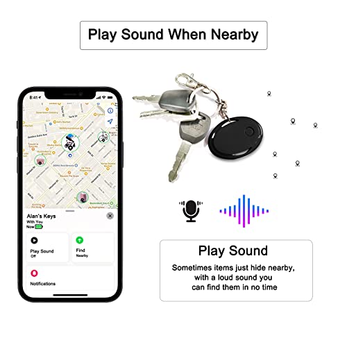 Keys Finder, Works with Apple Find My App (Only for iOS 15.1 Above), Bluetooth Tracker and Item Locator for Lost Keys, Bags, Wallets, Luggage (Black)