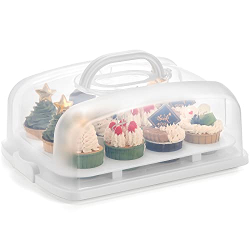 SOUJOY 2in1 Cupcake Carrier, Cupcake Keeper with Lid, Cupcake Holder to Fit 12 Standard-Size Cupcakes, Portable Dessert Container Transports Display Box for Cakes, Pies, Muffin