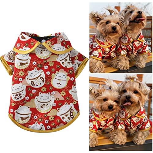 Pet Tang Suit Luck Cat Printing Chinese Style Warm Dog New Year Clothes Cat Costume Pet Clothes Dog Cheongsam