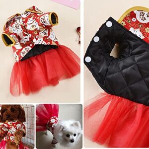 Pet Tang Suit Luck Cat Printing Chinese Style Warm Dog New Year Clothes Cat Costume Pet Clothes Dog Cheongsam