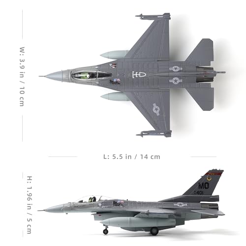 NUOTIE 1/100 F-16C Fighting Falcon Fighter Model Metal DieCast Aircraft Jet Kit Fighter Plane Model Military Airplane for Collection and Gift