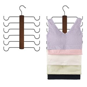 mkono tank top hanger set of 2 bra hangers for closet organizer space saving sports bra holder organizer for 12 bras storage wooden 360° rotating hanger for tank tops, bras, camisoles, swimsuit