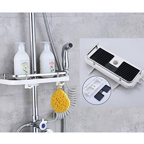 Zerodeko Shower Organizer Hanging Shower Caddy Shelf with Hooks Storage Rack Organizer No Drilling Wall Mounted Bathroom Basket Kitchen Condiments Rack for Shampoo Conditioner Bathroom Accessories