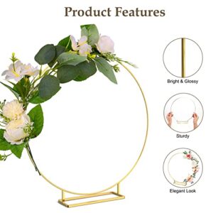 Sntieecr 5 PCS 12 Inch Metal Floral Hoop Centerpiece for Table, Gold Metal Wreath Rings with Stand Gold Wreath Hoop Macrame for DIY Christmas Decorations and Wedding Table Decor