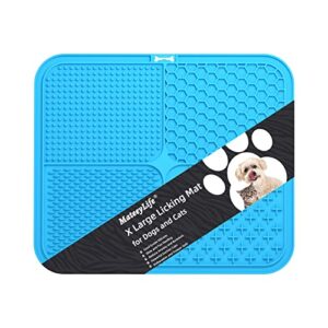 mateeylife x large licking mats for dogs and cats, lick mats with suction cups for dog anxiety relief, cat peanut butter lick pad for boredom reducer, dog slow feeder for bathing grooming