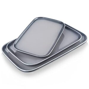 lovecasa serving platters set of 3, 15"/13"/11" rectangular serving trays for serving food, porcelain platters for entertaining, serving dishes for party,mircowave,oven, dishwasher safe,gray