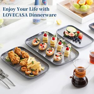 LOVECASA Serving Platters Set of 3, 15"/13"/11" Rectangular Serving Trays for Serving Food, Porcelain Platters for Entertaining, Serving Dishes for Party,Mircowave,Oven, Dishwasher Safe,Gray