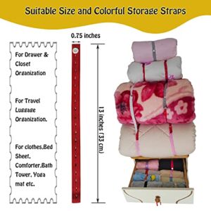 100Pcs Elastic Band with Button & Buttonholes, Stretchable Reusable, Roll-up Clothes Storage Band, Adjustable Clothing Storage Strap,Travel Luggage Space Saver, Drawer & Closet Organizer (Colorful)