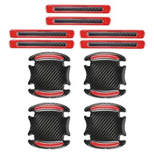 x autohaux 10 pcs car door handle protector carbon fiber reflective sticker door handle protective film decals red