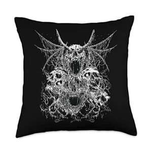 goth devil baphomet & hail satan i women & men pastel goth i satanic & gothic & occult i retro demon throw pillow, 18x18, multicolor