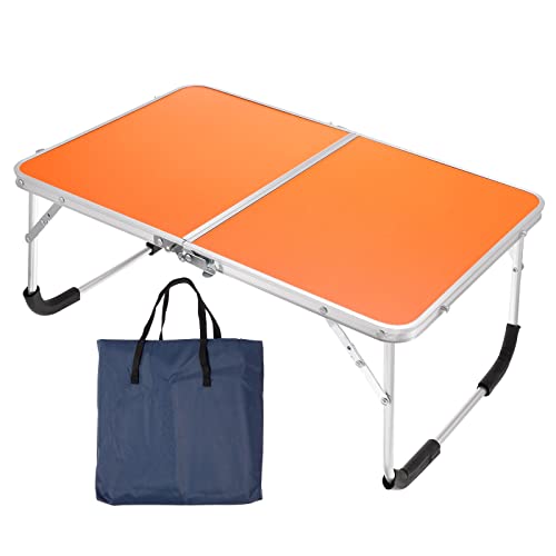 PATIKIL Foldable Laptop Table, Portable Lap Desk Picnic Bed Tray Tables Snacks Reading Working Desks with Tote Bag for Bed Sofa, Orange