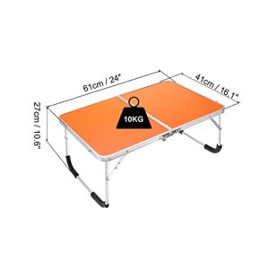 PATIKIL Foldable Laptop Table, Portable Lap Desk Picnic Bed Tray Tables Snacks Reading Working Desks with Tote Bag for Bed Sofa, Orange