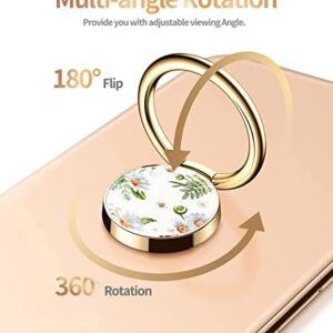 Cell Phone Ring Stand Finger Holder Flowers Pattern Paster Grip Kickstand 360°Rotation Metal Ring Grip for Magnetic Car Mount Compatible with iPhone Samsung Galaxy Pixel All Smartphone (Daisies)