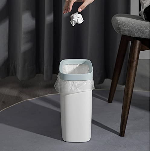 MBETA Small Modern Rectangular Storage Bucket with lid, Compact Trash can, Suitable for Bathroom, Kitchen, Craft Room, Office, Garage-Mint Green