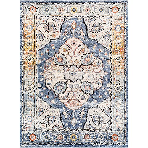 SURYA Ella Traditional Medallion Area Rug,6'7" x 9',Blue