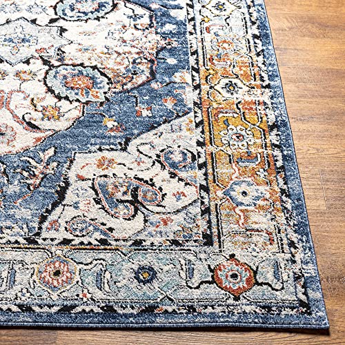 SURYA Ella Traditional Medallion Area Rug,6'7" x 9',Blue