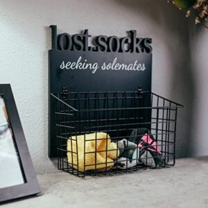 Creekview Home Emporium Lost Socks Seeking Soulmates Basket Sign - Missing Sock Bin Lost Socks Basket for Laundry Room