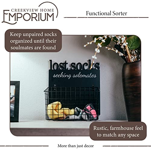 Creekview Home Emporium Lost Socks Seeking Soulmates Basket Sign - Missing Sock Bin Lost Socks Basket for Laundry Room