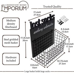 Creekview Home Emporium Lost Socks Seeking Soulmates Basket Sign - Missing Sock Bin Lost Socks Basket for Laundry Room