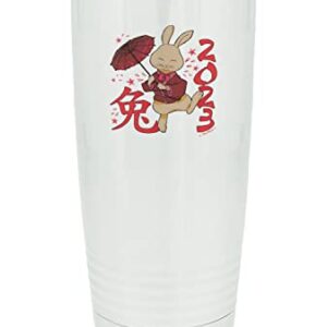 Lunar New Year Decor Year Of The Rabbit 2023 Full Character Art 20oz Stainless Steel Insulated Travel Mug With Lid