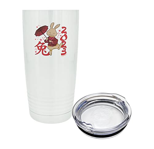 Lunar New Year Decor Year Of The Rabbit 2023 Full Character Art 20oz Stainless Steel Insulated Travel Mug With Lid