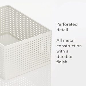 Nate Home by Nate Berkus Perforated Metal Bin | Essential for Kitchen Cabinet or Pantry Organization and Storage from mDesign - Set of 3, White