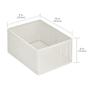 Nate Home by Nate Berkus Perforated Metal Bin | Essential for Kitchen Cabinet or Pantry Organization and Storage from mDesign - Set of 3, White