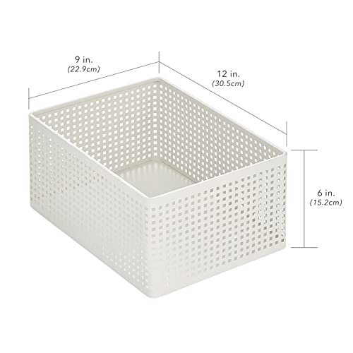 Nate Home by Nate Berkus Perforated Metal Bin | Essential for Kitchen Cabinet or Pantry Organization and Storage from mDesign - Set of 3, White