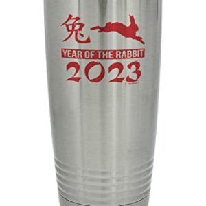 Chinese New Year Party Favor 2023 Year Of The Rabbit Iconography 2-Pack 20oz Stainless Steel Insulated Travel Mug With Lid