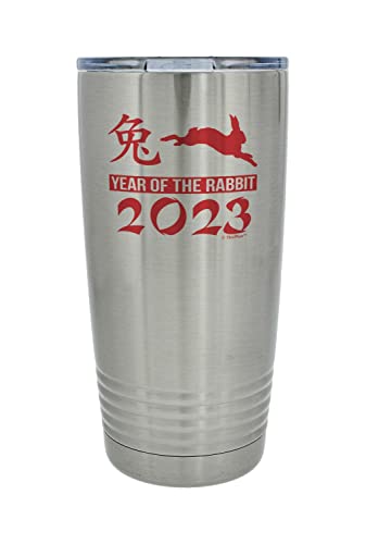 Chinese New Year Party Favor 2023 Year Of The Rabbit Iconography 2-Pack 20oz Stainless Steel Insulated Travel Mug With Lid