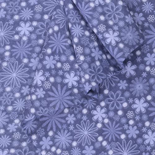 Mook Fabrics Flannel Floral, Blue Indigo, 15 Yard Bolt