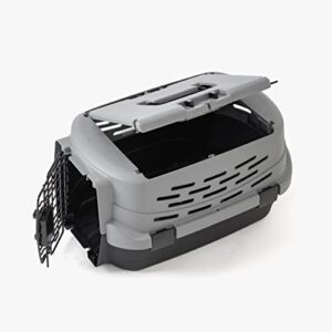 IRIS USA 19" Extra Small Pet Travel Carrier with Front and Top Access, Black/Gray