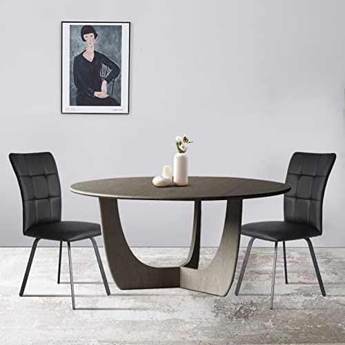 HIPIHOM Dining Chairs Set of 4,Modern Kitchen Dining Room Chairs,Upholstered Dining Accent Side Chairs in Faux Leather Cushion Seat and Sturdy Metal Legs, Black-4p