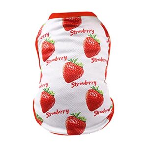 girl puppy shoes dog shirt strawberry print puppy cat t shirts tops soft breathable sleeveless vest outfits spring summer cotton tee shirts pet clothes dog dress christmas tutu