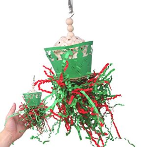 bonka bird toys merry christmas festival small bird toy natural sola chew foraging treat cockatiels parakeets conures and similar birds (2454 green)