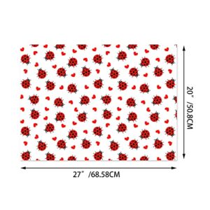 Lide Road Ladybug Wrapping Paper Set - 8 Sheets Ladybug Fancy Birthday Party Gift Wrapping Paper 4 Insect Design Ladybug Party Wrapping Paper for Ladybug Fancy Birthday Party Decoration 20'' x 27''