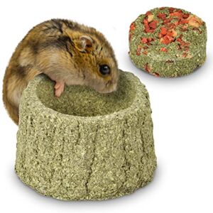 erkoon 100% edible premium timothy hay chew a bowl for rabbits, chinchilla treats, chew toys for teeth guinea pigs and mice