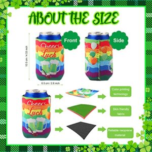 24 Pcs St. Patrick's Day Can Coolers Sleeves 8 Designs Insulated Funny Green Shamrock Irish Beverages Covers St. Paddy's Day Party Gift St. Patrick's Day Party Favor Decorations Party Supplies